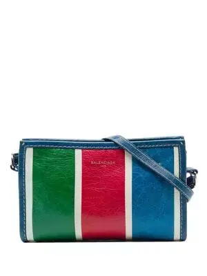 Balenciaga 2017 Lambskin Bazar Crossbody Bag - Blue