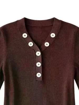 TREDICITREDICI Ribbed-knit Button-up Sweater
