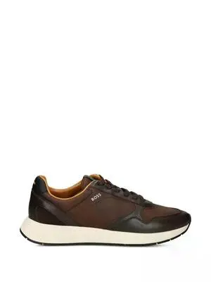 BOSS Leather-trim Panelled Sneakers - Brown