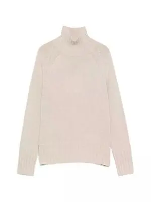 Max Mara Ribbed-knit High Neck Sweater - Neutrals