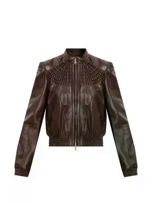 Alexander McQueen Smocked Leather Jacket
