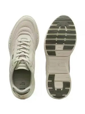 BOSS Mesh-panelled Leather-trim Sneakers