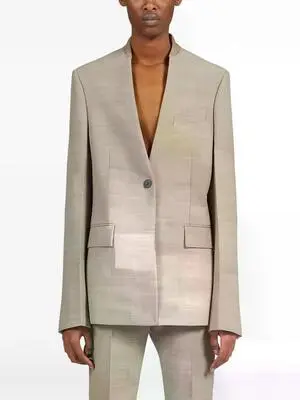 FERRAGAMO Single-breasted Collarless Blazer - Neutrals