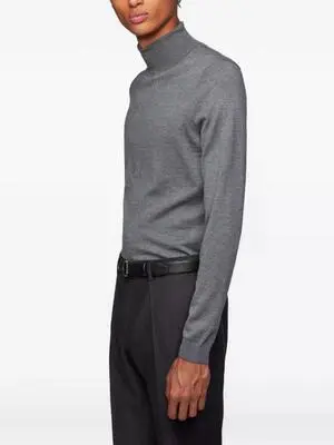 BOSS Roll-neck Wool Sweater - Grey