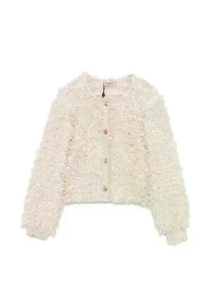 TWINSET Round Neck Long Sleeves Jacket With Gold-tone Hardware