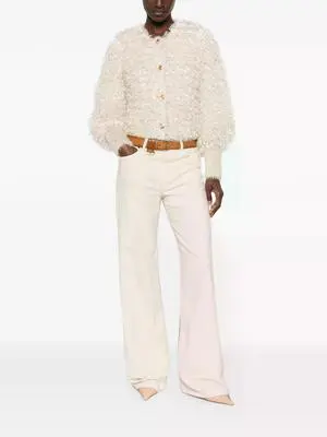TWINSET Round Neck Long Sleeves Jacket With Gold-tone Hardware