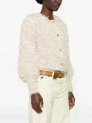TWINSET Round Neck Long Sleeves Jacket With Gold-tone Hardware