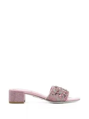 Rene Caovilla Christy Crystal-embellished Lace Sandals - Pink