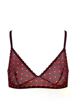 LAURA URBINATI Geometric-print Sheer Bra - Red