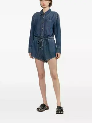 SELF-PORTRAIT Drawstring-waist Button-front Playsuit