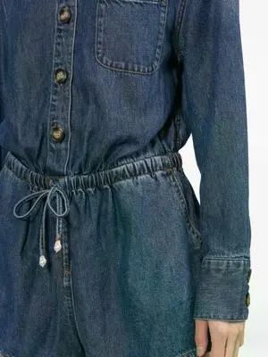 SELF-PORTRAIT Drawstring-waist Button-front Playsuit