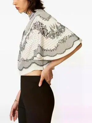 TWINSET Jacquard Satin Blouse With Floral And Polka Dot Pattern