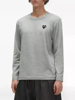 Play Comme Des Garcon Heart Print Long Sleeve T-shirt - Grey