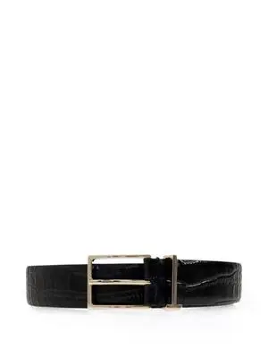 TOM FORD Croc-effect Leather Belt - Black