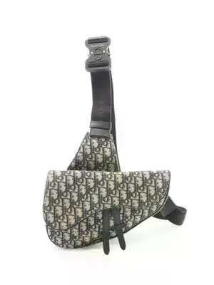 Dior 2000s Saddle Oblique-jacquard Sling Bag - Neutrals