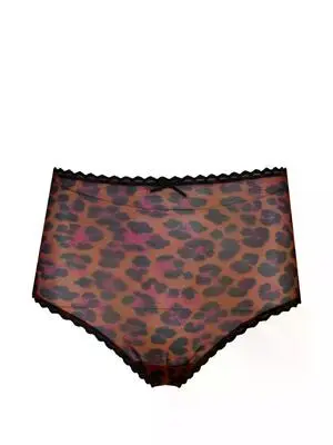 LAURA URBINATI Leopard-print Lace-trim Briefs - Brown