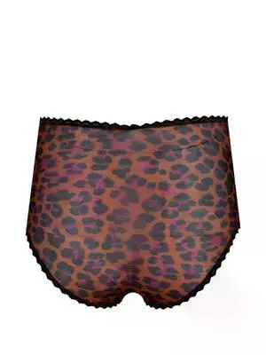 LAURA URBINATI Leopard-print Lace-trim Briefs