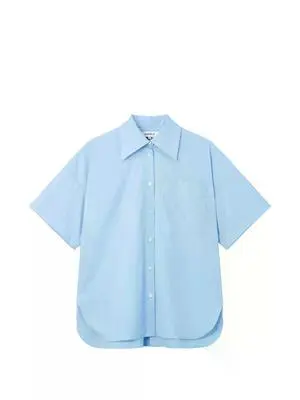 ENFOLD Short-sleeved Box-pleat Shirt - Blue