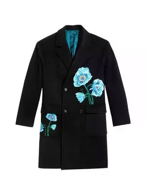 AWAKE NY Floral-embroidered Double-breasted Overcoat