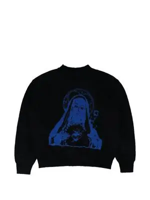 DENIM TEARS Mary Graphic-intarsia Sweater - Black
