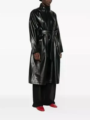 THE FRANKIE SHOP Calen Belted Faux-leather Coat - Black