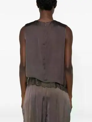 Vince Lace Trim Sleeveless Blouse