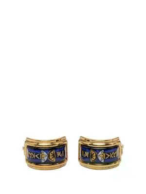 Hermès 2000-2026 Gold Plated Enamel Cloisonne Clip On Earrings Costume Earrings - Blue
