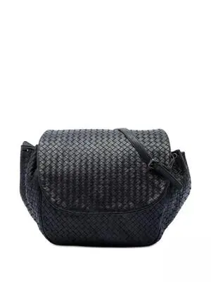 Bottega Veneta 2010 Nappa Intrecciato Flap Crossbody Bag - Black