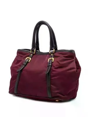 Prada Soft Calf Trimmed Tessuto Satchel