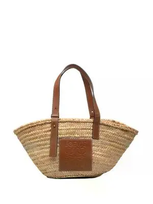 Loewe 2020 Medium Raffia Anagram Basket Tote Bag - Brown