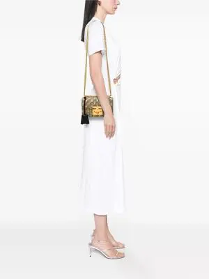Gucci 2000-2015 Small Gg Supreme Bee Padlock Crossbody Bag - Neutrals