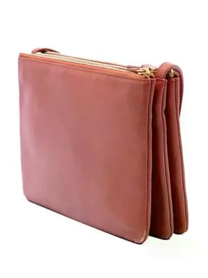 Celine Lambskin Trio Crossbody Bag - Red