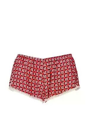 LAURA URBINATI Geometric-print Lace-trim Pyjama Bottom - Red