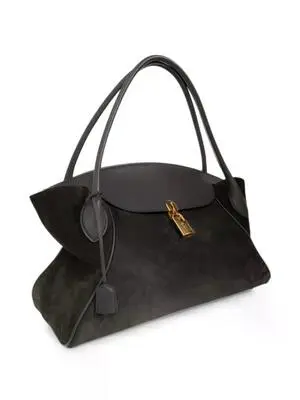 Balmain Pulse Day Small Padlock-detail Suede Tote Bag