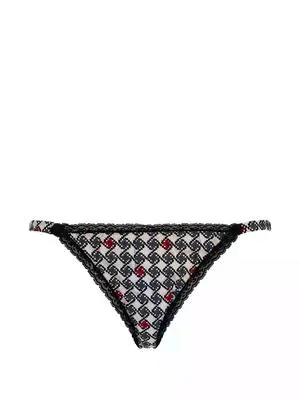 LAURA URBINATI Geometric-print Lace-trim Briefs - Neutrals