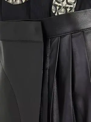 FERRAGAMO Midi Pleated Leather Skirt