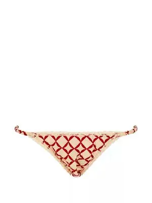LAURA URBINATI Geometric-print Lace-trim Briefs - Neutrals