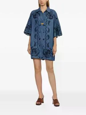 Zimmermann Paisley Embroidered Scalloped Edge Dress