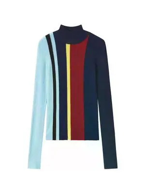 ENFOLD Ribbed-knit Striped Sweater - Blue