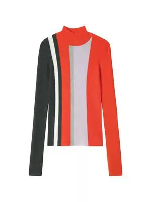 ENFOLD Ribbed Colour-block Sweater - Red