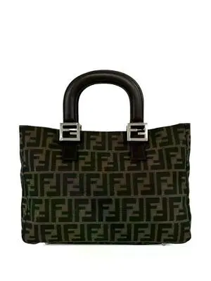 Fendi 2000-2010 Small Zucca Canvas Twins Tote Bag - Brown