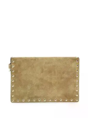 Valentino Garavani Medium Rockstud Suede Clutch Bag