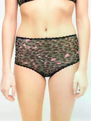 LAURA URBINATI Leopard-print Lace-trim Briefs