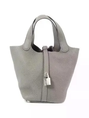 Hermès 2022 Pm Picotin Leather Tote Bag - Grey