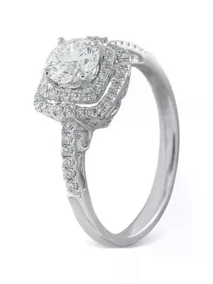 LB EXCLUSIVE 18k White Gold Diamond Double Halo Ring