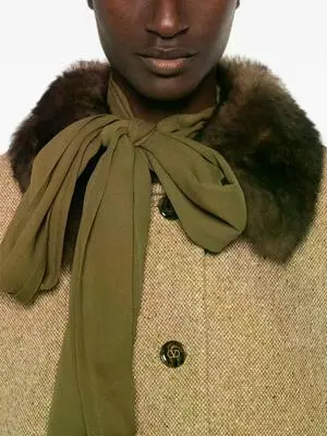 Valentino Garavani Sleeveless Tweed Cape With Fur Collar