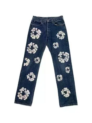 DENIM TEARS Cotton Jeans With Wreath Print