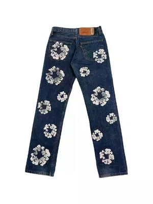 DENIM TEARS Cotton Jeans With Wreath Print