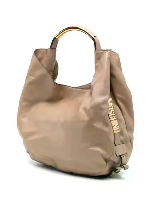 Moschino Plaque Tote Bag - Neutrals