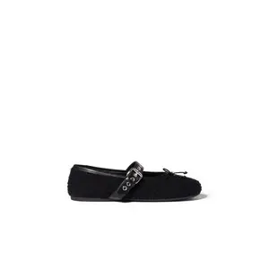 Miu Miu Mohair Ballerinas With Buckle Strap